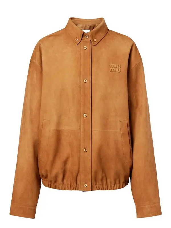 Miu Miu Suede Blouson Jacket - Brown