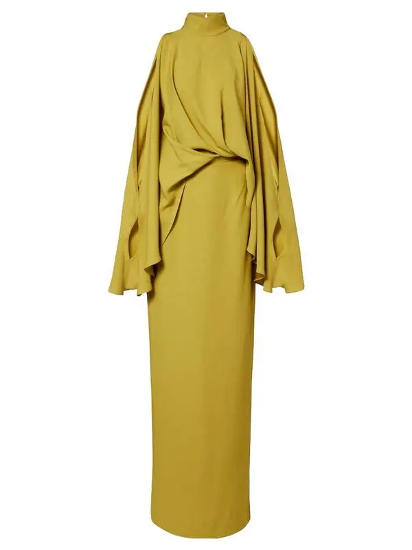 TALLER MARMO Bacall Draped Satin Gown - Green