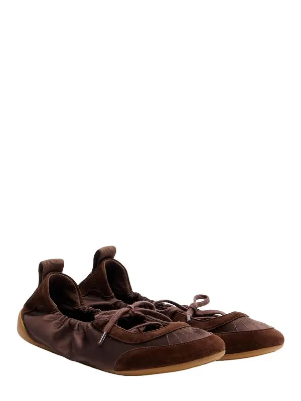 Chloé Kick Suede-trimmed Satin Flats - Brown