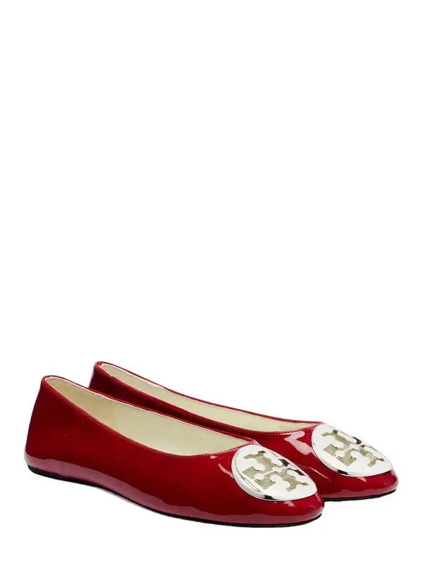 Tory Burch Reva Embellished Patent Leather Ballet Flats - Red