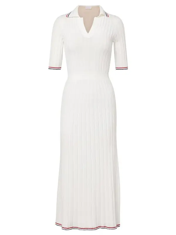 Brunello Cucinelli Ribbed-knit Cotton Midi Dress - White