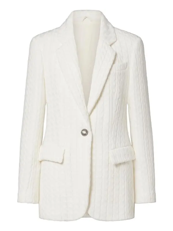 Brunello Cucinelli Cable-knit Cotton Blazer - White