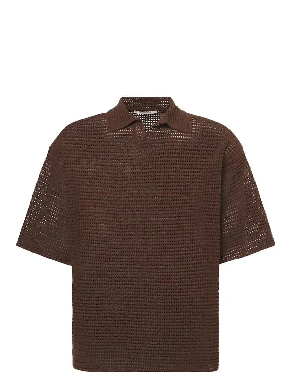 Auralee Cotton And Silk Polo Shirt - Brown
