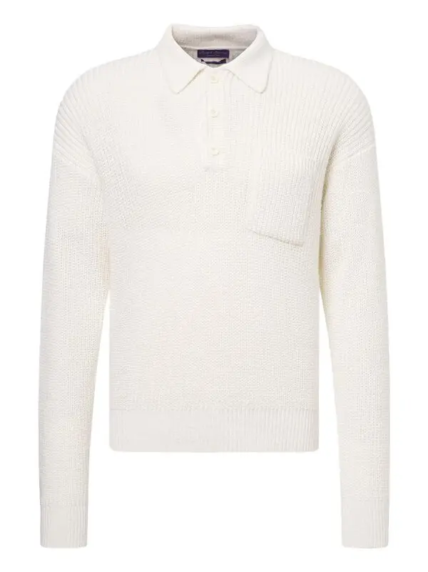 Ralph Lauren Purple Label Silk And Linen Polo Sweater - White