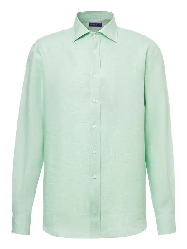 Ralph Lauren Purple Label Checked Linen Shirt - Green