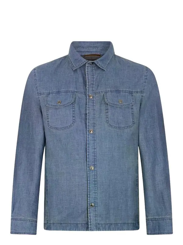 MOORER Buttoned Chest-pockets Shirt - Blue