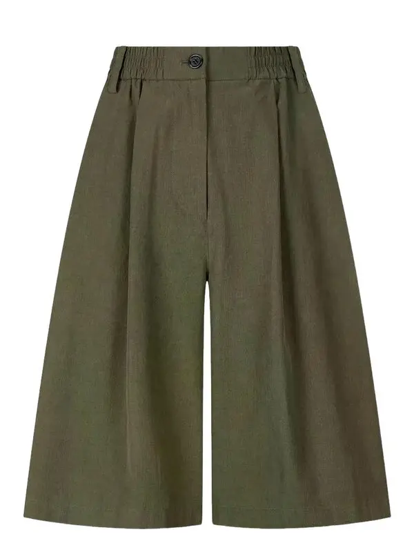 STUDIO TOMBOY Elasticated-waist Pleated Shorts - Green