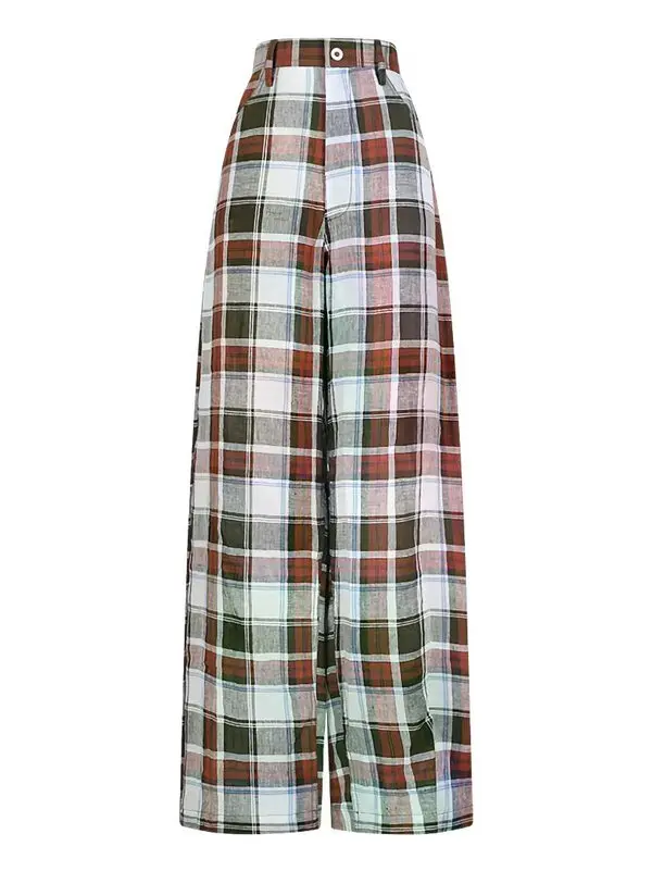 MARBELL Courtney Check Palazzo Pants - White