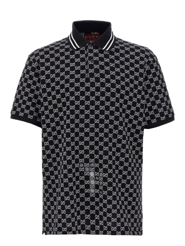 Gucci Gg Cotton Pique Polo Shirt - Blue