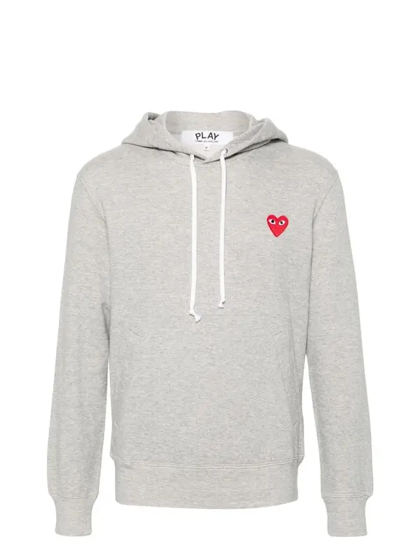 Play Comme Des Garcon Emblem Heart Cotton Hoodie - Grey