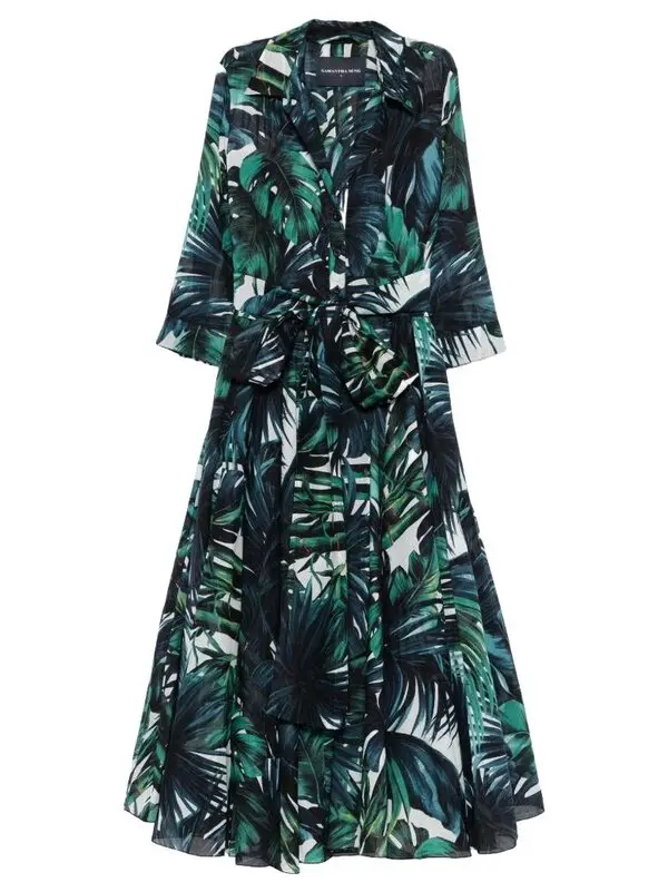 Samantha Sung Aster Cotton Midi Dress - Green