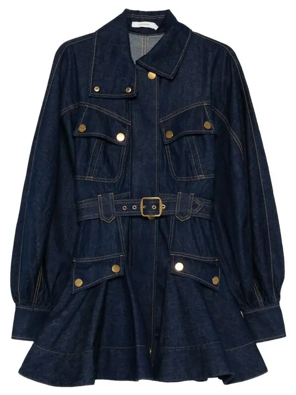 Zimmermann Luna Denim Utility Mini Dress - Blue