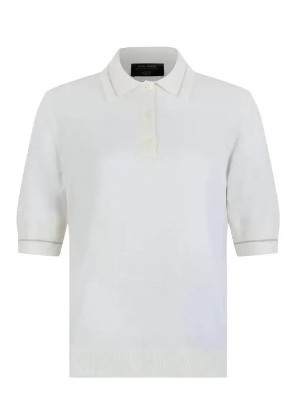 GRAN SASSO Striped Trim Polo Shirt - Neutrals