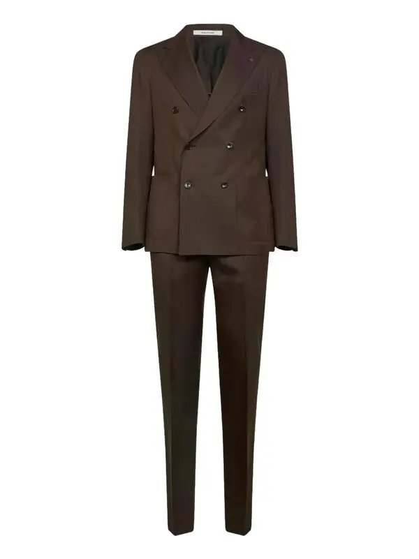 Tagliatore Pleated Double-breasted Suit - Brown