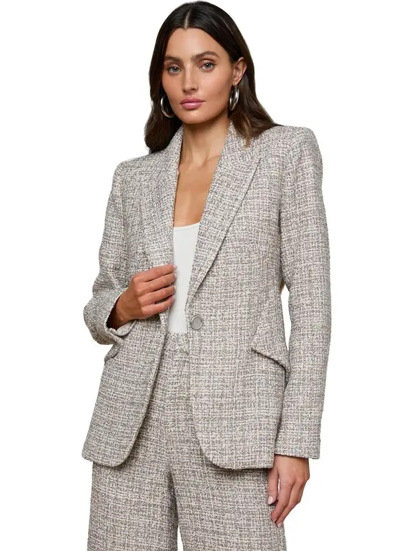 L'Agence Chamberlain Tweed Blazer - Dusty Blue Multi Tweed