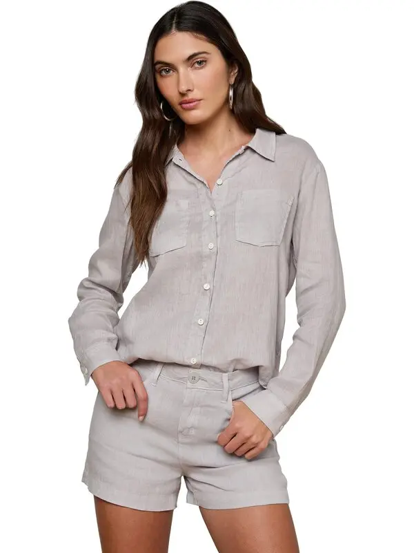 L'Agence Isla Linen Shirt - Light Pewter