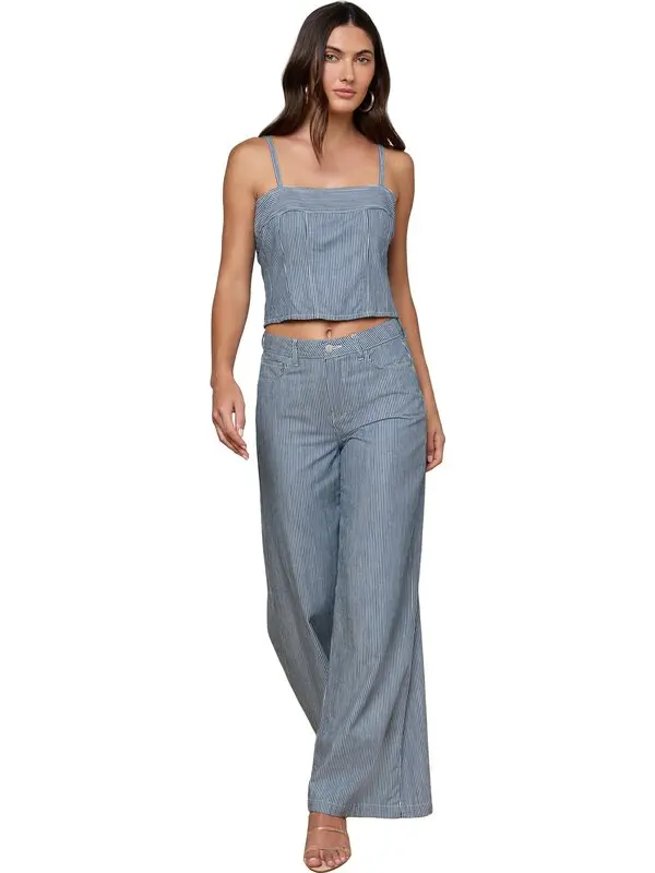 L'Agence Amara Wide-leg Pants - Azure Blue Stripe