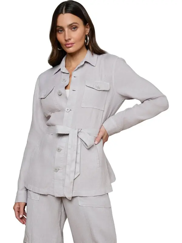 L'Agence Samaya Linen Utility Jacket - Light Pewter