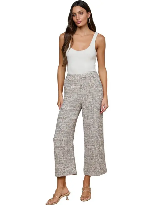 L'Agence Lula Cropped Tweed Trousers - Dusty Blue Multi Tweed