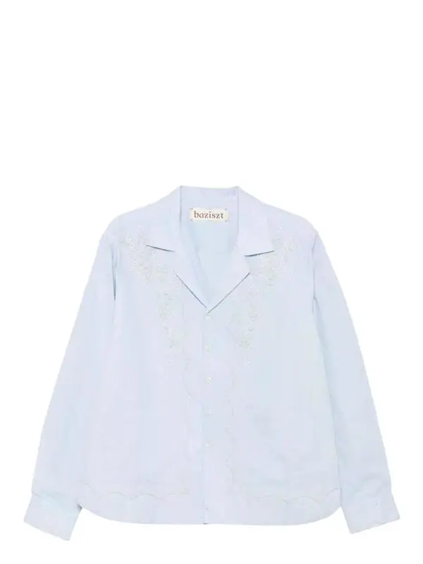 BAZISZT Mord Floral-embroidered Shirt - Blue