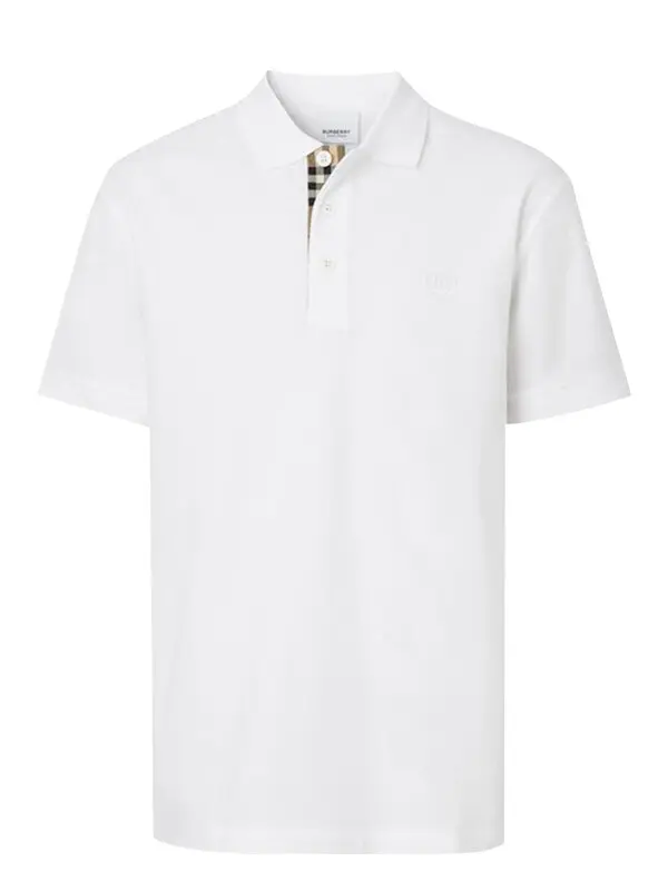 Burberry Monogram Motif Cotton Pique Polo - White