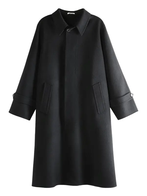 Auralee Super Fine Wool Melton Hand-sewn Coat - Black