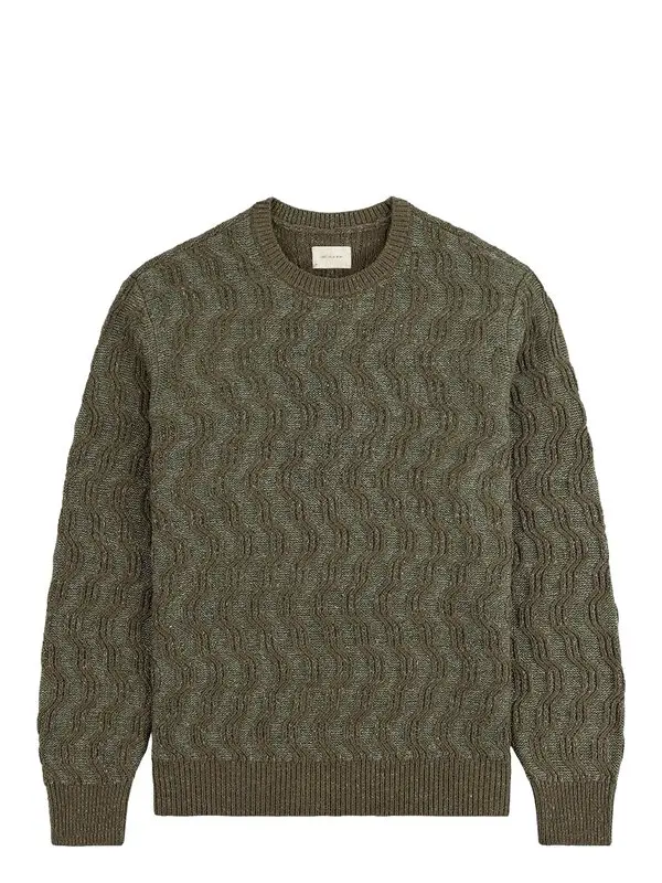 Aimé Leon Dore Linen Blend Cable Knit Sweater - Green