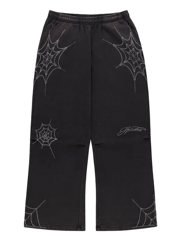 SP5DER Rhinestone Web Sweatpant - Black