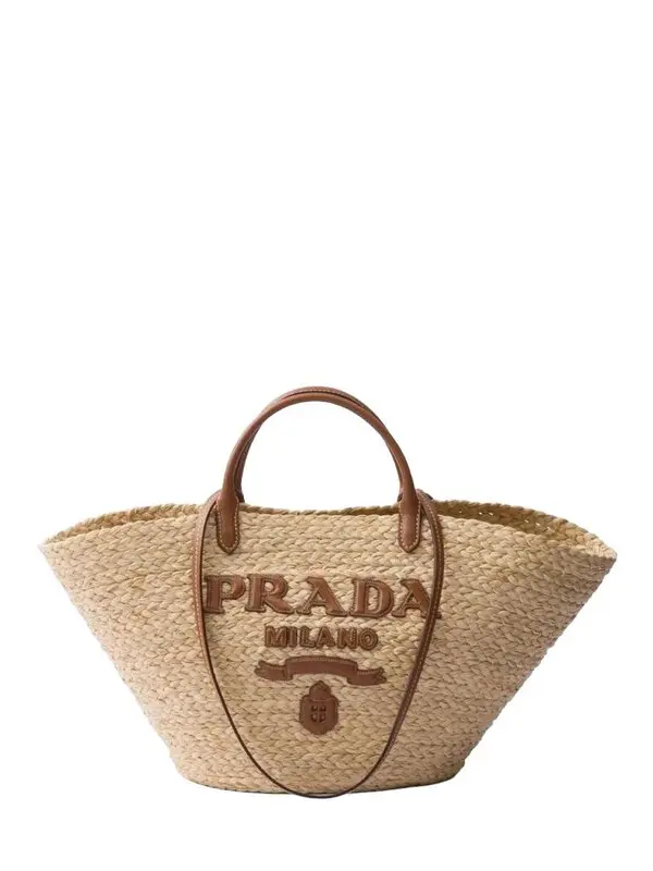 Prada Raffia And Leather Shopper - Nude & Neutrals