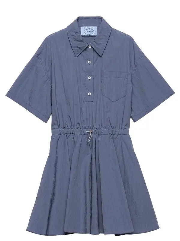 Prada Short-sleeved Technical Pongé Shirt Dress - Blue