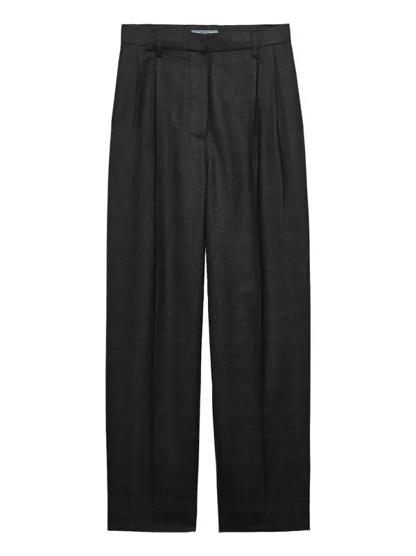 Prada Checked Wool Pants - Grey