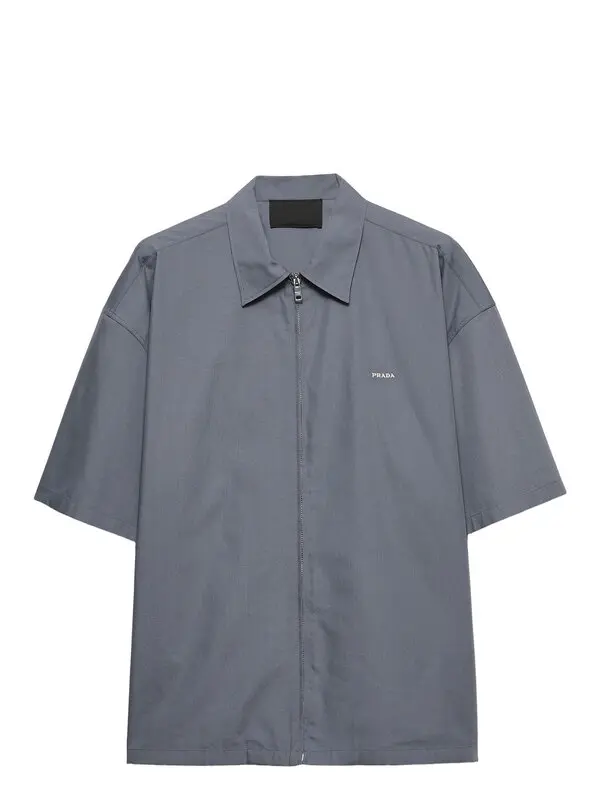 Prada Short-seeved Technica Cotton Shirt - Grey