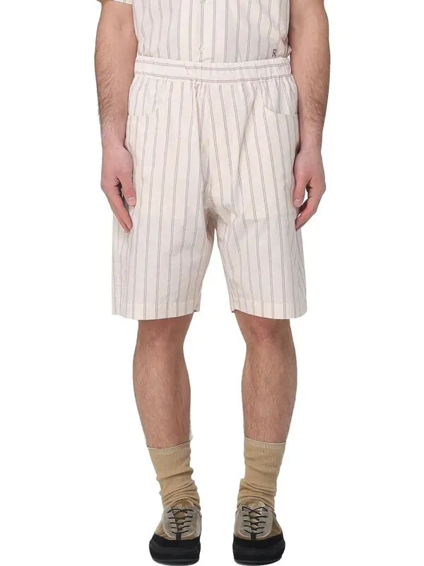 RANRA Striped Cotton Chino Shorts - White