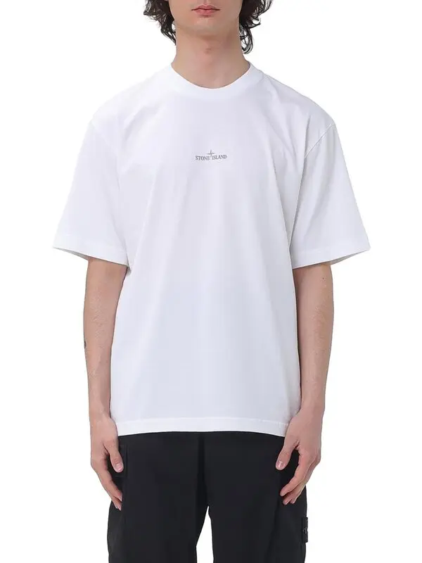 Stone Island Cotton Crew Neck T-shirt With Print - White