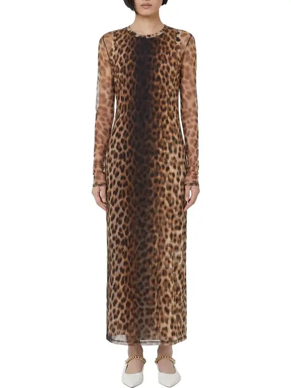 Sportmax Esordio Leopard Print Jersey Midi Dress - Beige