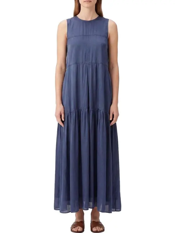 Aspesi Tiered Maxi Dress - Blue