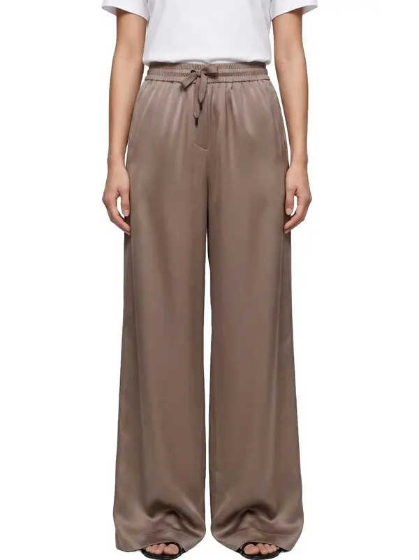 Brunello Cucinelli Wide Leg Drawstring Trousers - Brown