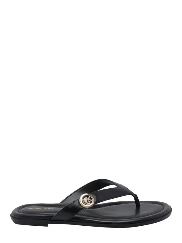 Michael Kors Erin Leather Thong Sandals - Black