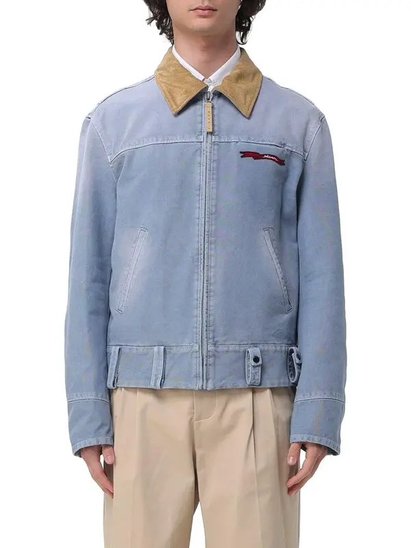 Marni Denim Jacket With Suede Collar - Blue