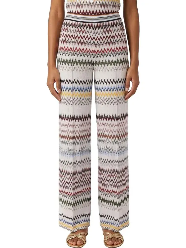 Missoni Cotton Blend Zig-zag Pattern Wide-leg Trousers - Multicolor