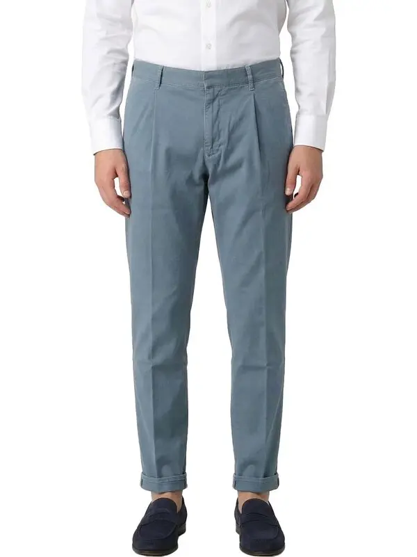 Incotex Cotton Linen Chino Trousers - Gnawed Blue