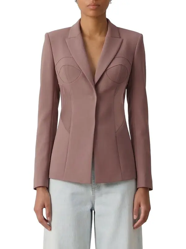 Patrizia Pepe Crepe Bustier Jacket - Brown