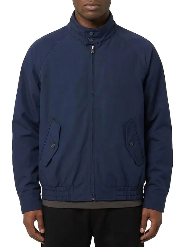 DUNST Cotton Blend Zip-up Jacket With High Collar - Blue