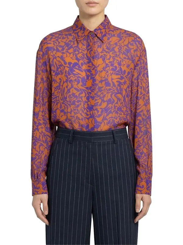 Dries Van Noten Abstract Print Viscose Shirt - Yellow