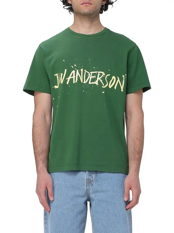 JW Anderson Cotton Crew Neck T-shirt With Logo - Green