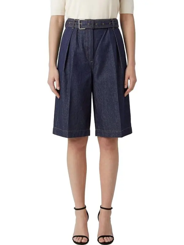 Dries Van Noten Pleated Belted Shorts - Blue