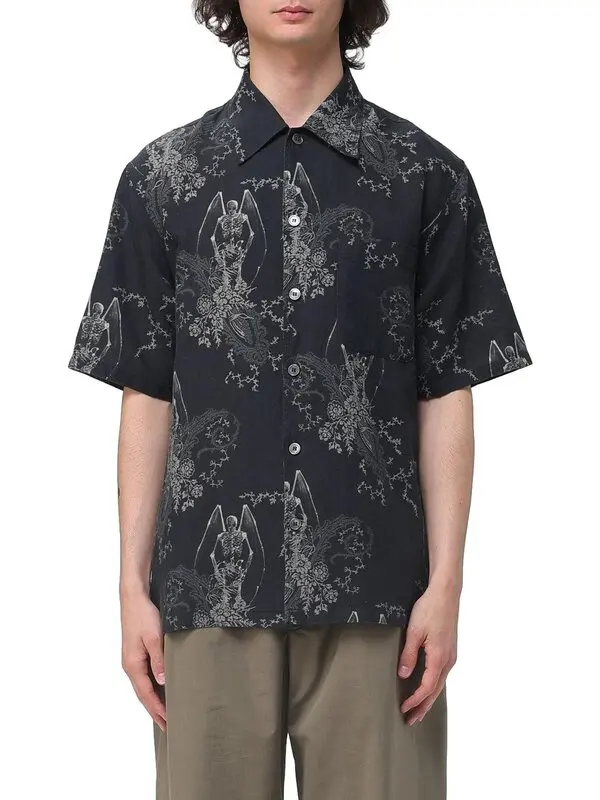 Our Legacy Cotton And Linen Casual Shirt With Print - Black