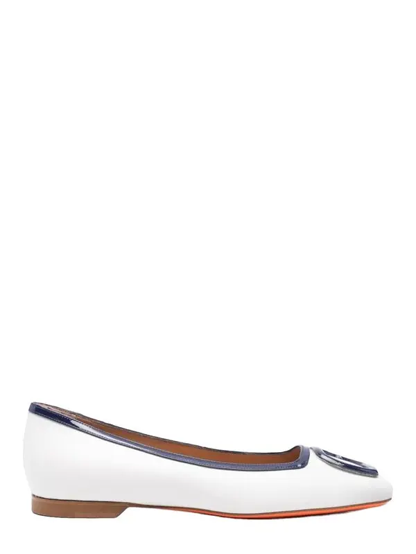 Santoni Leather Ballerinas - White