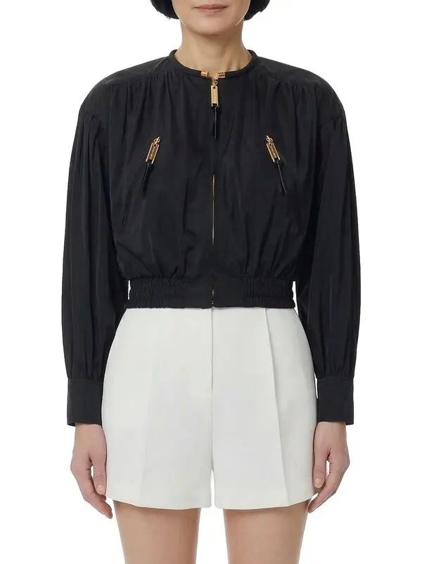 Elisabetta Franchi Technical Fabric Bomber Jacket - Black