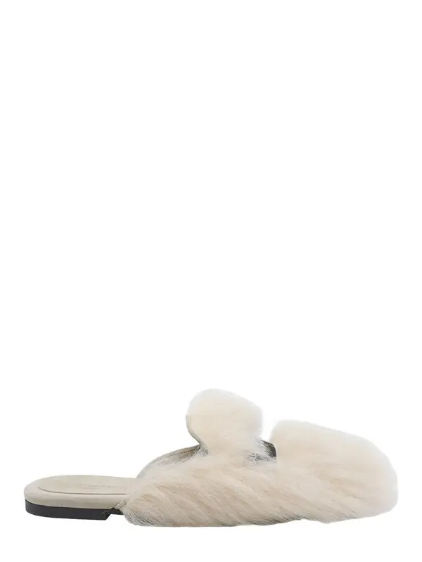 Dolce & Gabbana Shearling Slippers - Beige